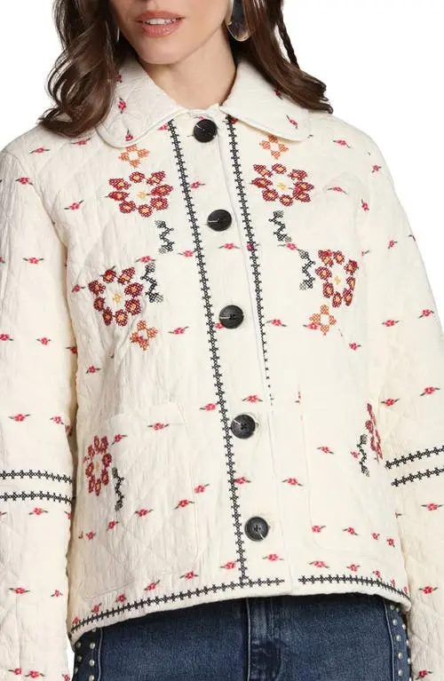 Avec Les Filles Embroidered Quilted Cotton Jacket