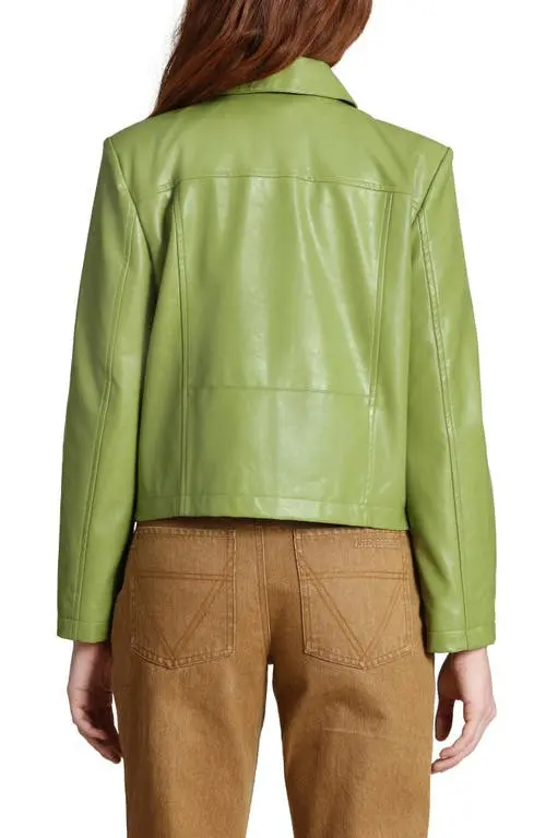 Avec Les Filles Faux Leather Boxy Jacket - Green