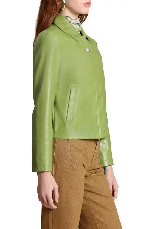 Avec Les Filles Faux Leather Boxy Jacket - Green