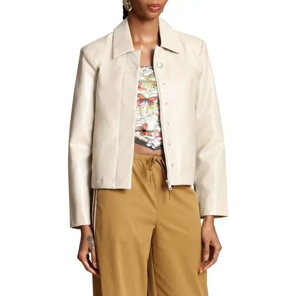 Avec Les Filles Faux Leather Boxy Jacket