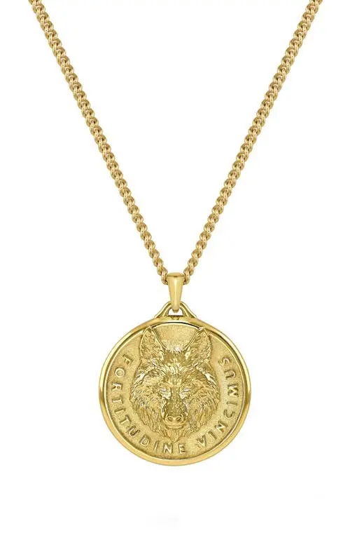 VINCERO Wolf Medallion Pendant Necklace - Gold