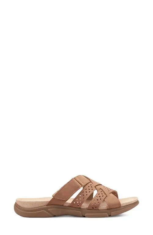Easy Spirit Leather Slide Sandal - Medium Brown