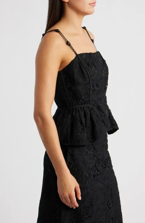 CIEBON Luna Embroidered Peplum Tank - Black