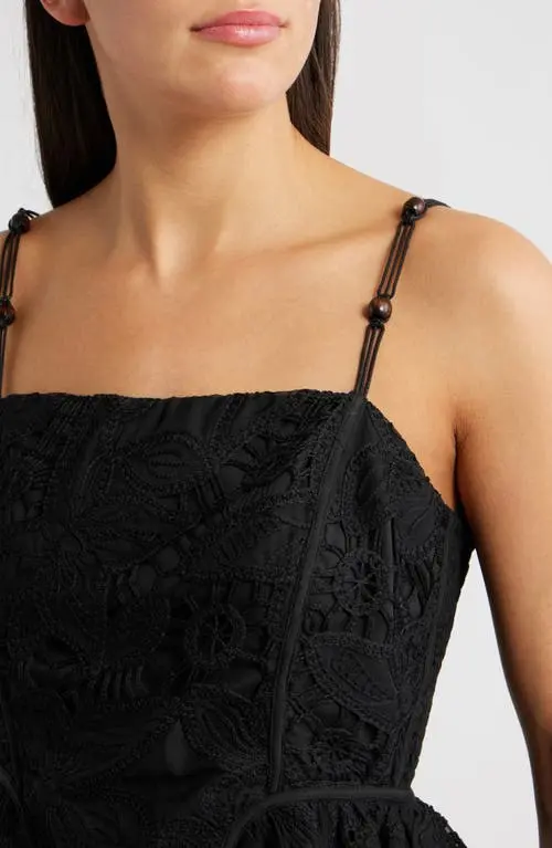 CIEBON Luna Embroidered Peplum Tank - Black