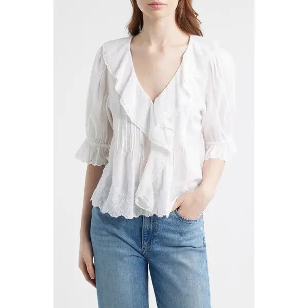 Madewell Eyelet Ruffle-sleeve Top