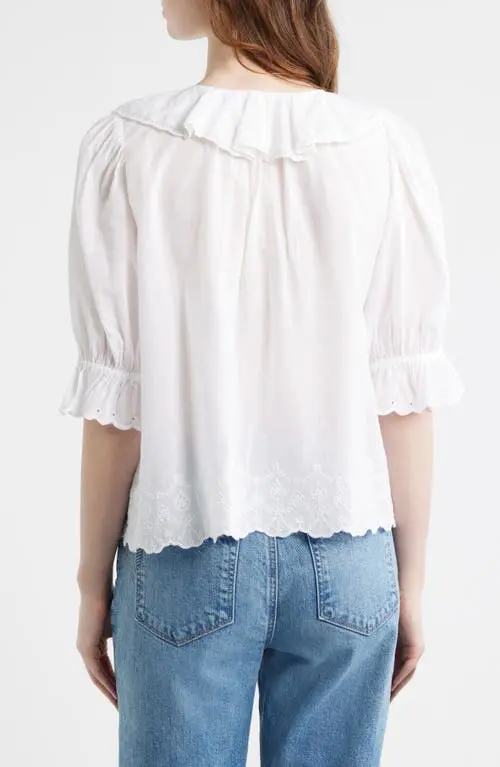Madewell Eyelet Ruffle-sleeve Top