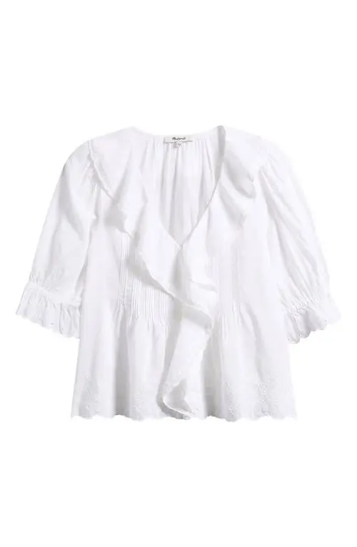 Madewell Eyelet Ruffle-sleeve Top