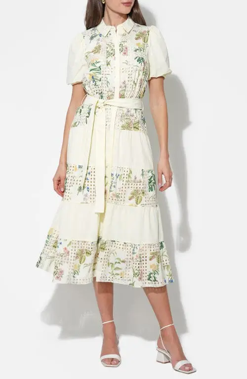 Adelyn Rae Octavia Button-up Tiered Midi Dress