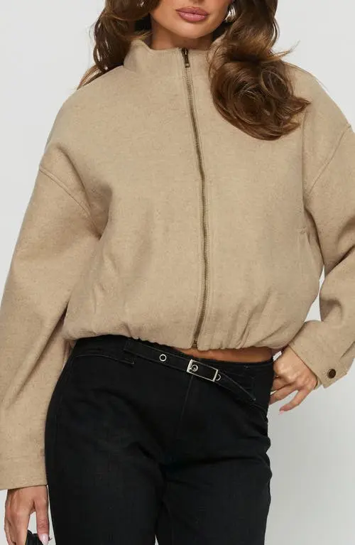 Princess Polly Chayden Cropped Bomber Jacket - Beige