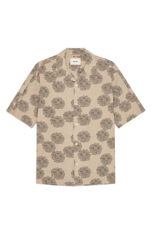 Nn07 Ole 5396 Floral Linen & Organic Cotton Camp Shirt - Oatmeal