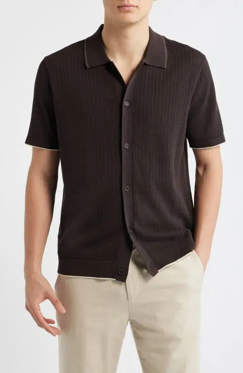 Nn07 Nalo 60039 Tipped Polo Cardigan - Deep Truffle