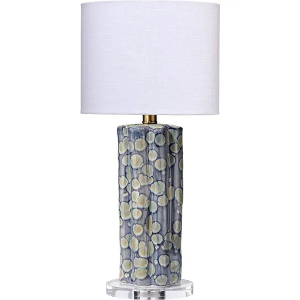 JAMIE YOUNG CO. Flurry Ceramic Small Table Lamp With Linen Shade - Blue