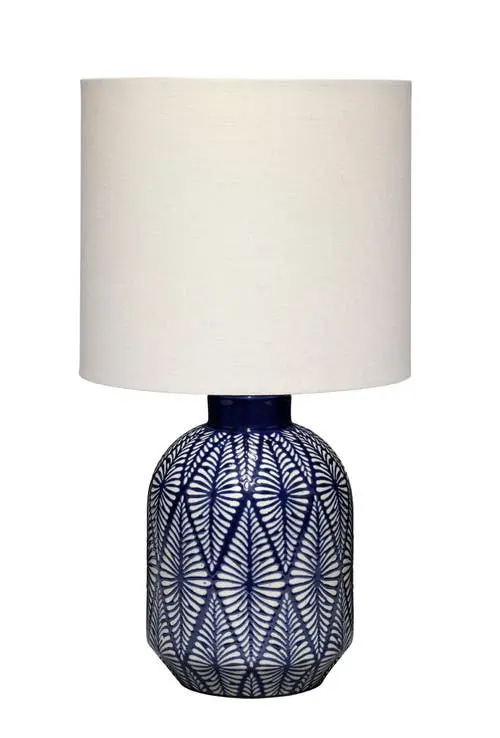 JAMIE YOUNG CO. Highland Ceramic Table Lamp With Linen Shade - Blue