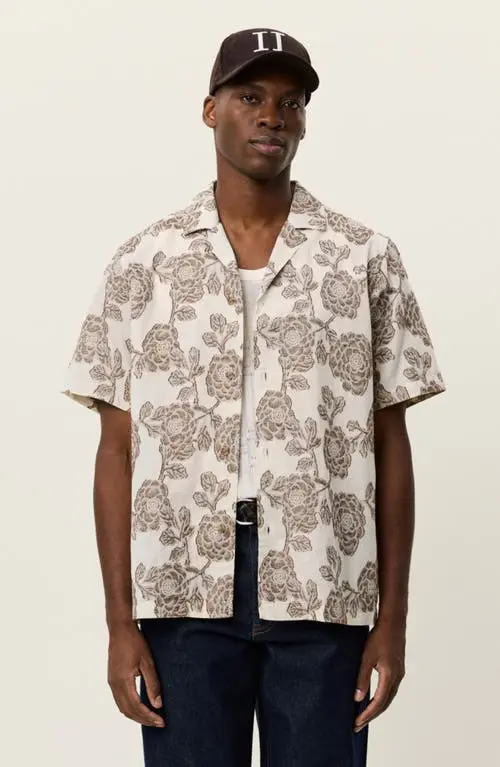 LES DEUX Lesley Floral Jacquard Camp Shirt