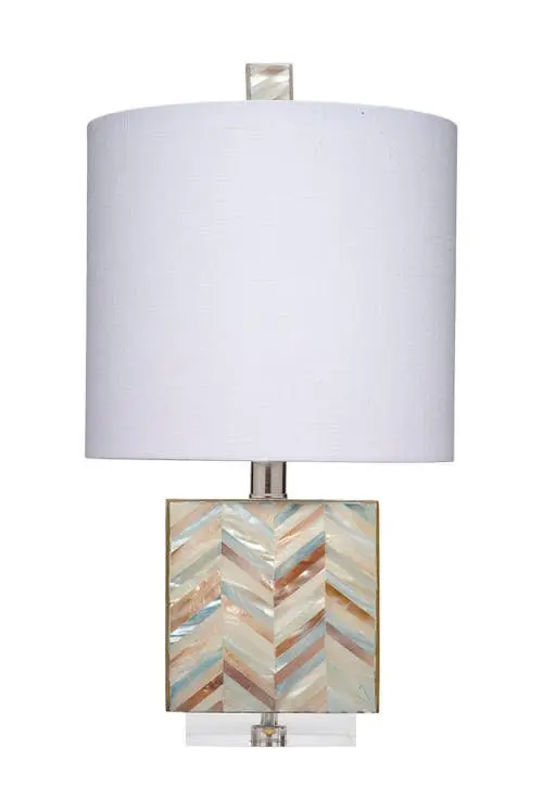 JAMIE YOUNG CO. Garbo Mother Of Pearl Table Lamp With Linen Shade - Blue