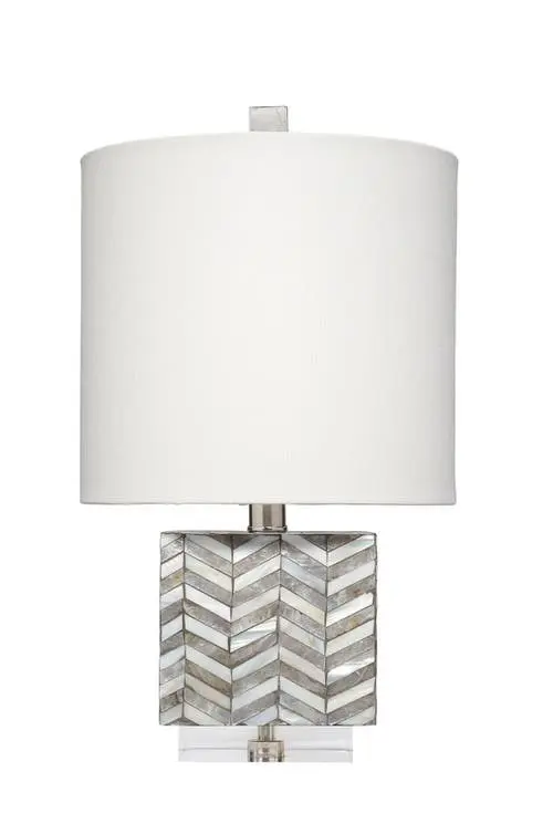 JAMIE YOUNG CO. Garbo Mother Of Pearl Table Lamp With Linen Shade - Grey