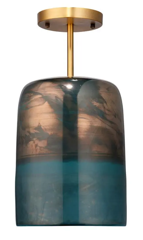 JAMIE YOUNG CO. Vapor Glass Semi-flush Mount - Aqua Metallic Glass