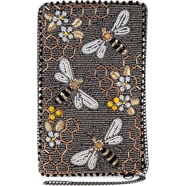 MARY FRANCES ACCESSORIES Bee Awesome Crossbody Phone Bag - Silver