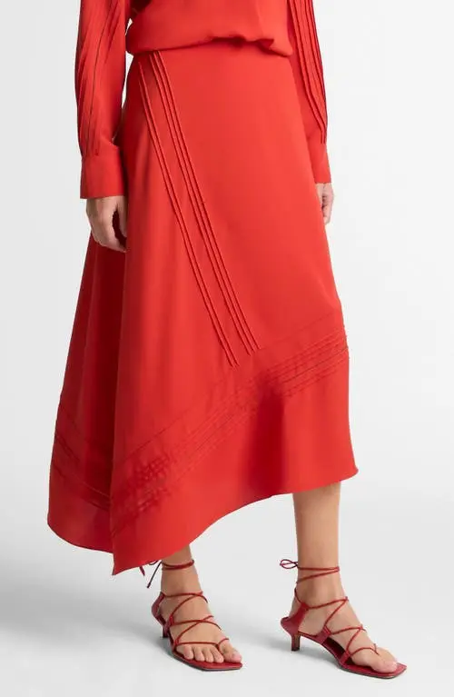 Vince Pintuck Asymmetric Maxi Slip Skirt