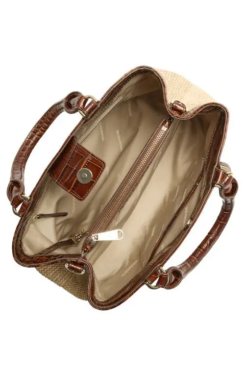 Brahmin Croc Embossed Leather Satchel - Pecan Windswept