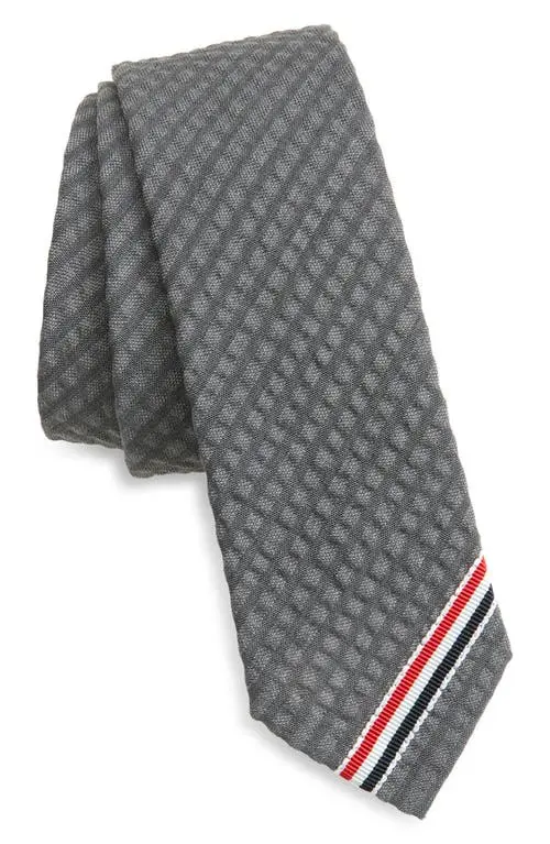Thom Browne Striped Wool Necktie - Light Grey