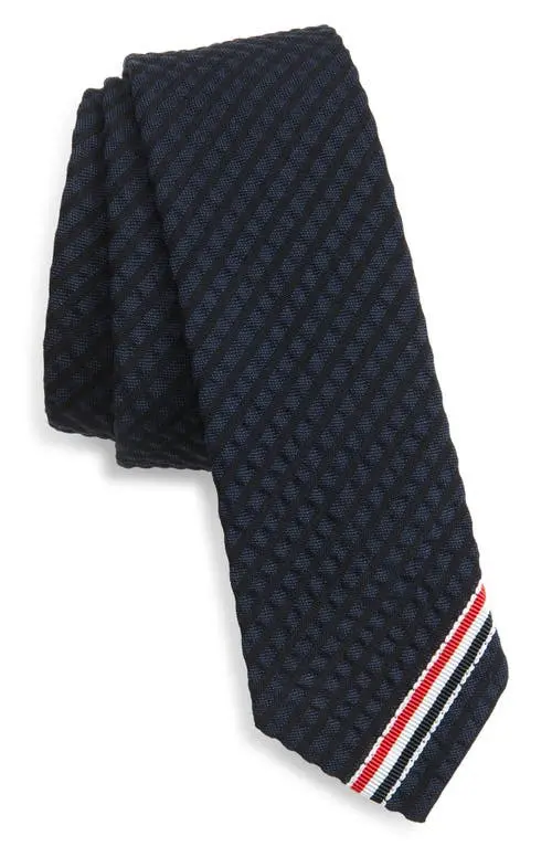 Thom Browne Striped Wool Necktie - Navy