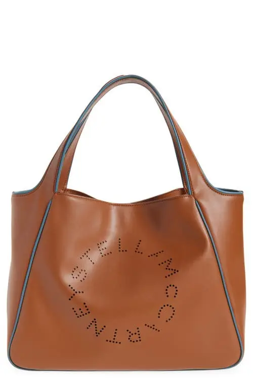 Stella McCartney Perforated Logo Faux Leather Tote - Brandy