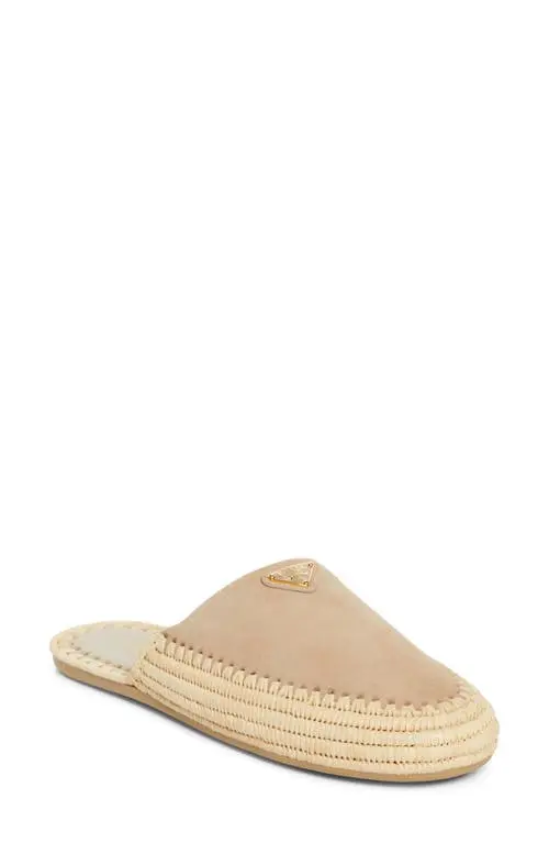 Prada Sabot Raffia Mule - Beige
