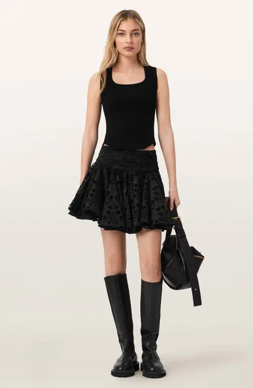 ALLSAINTS Dotty Eyelet Miniskirt Pleated