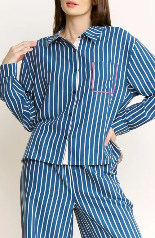 Honeydew Intimates Button-up Shirt - Pacific Stripe