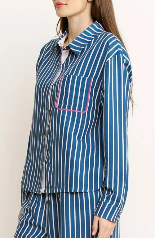 Honeydew Intimates Button-up Shirt - Pacific Stripe