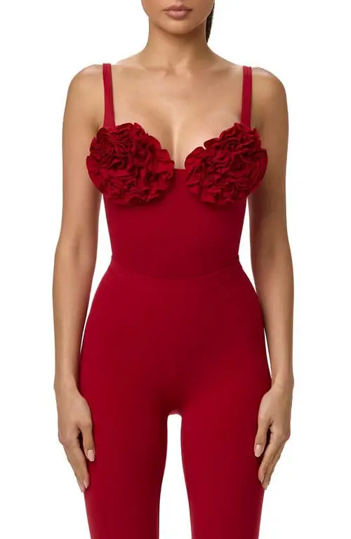 Naked Wardrobe Rosette Bust Bodysuit - Ruby Red