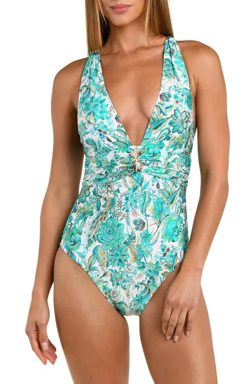 SUNSHINE 79 Plunge One-piece Swimsuit - Blue/green Multi
