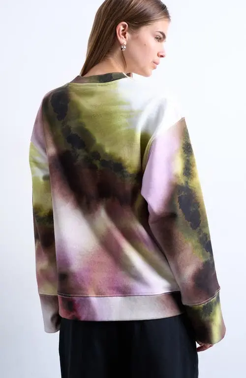 Topshop Tie Dye Oversized Cotton Blend Sweatshirt