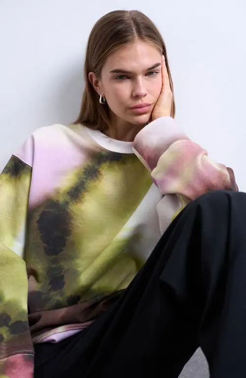 Topshop Tie Dye Oversized Cotton Blend Sweatshirt