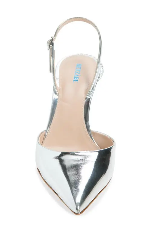 BETZÁBE Sofia Crystal Embellished Metallic Slingback Pumps