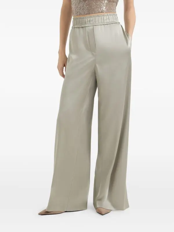Brunello Cucinelli Silk Trousers - Green