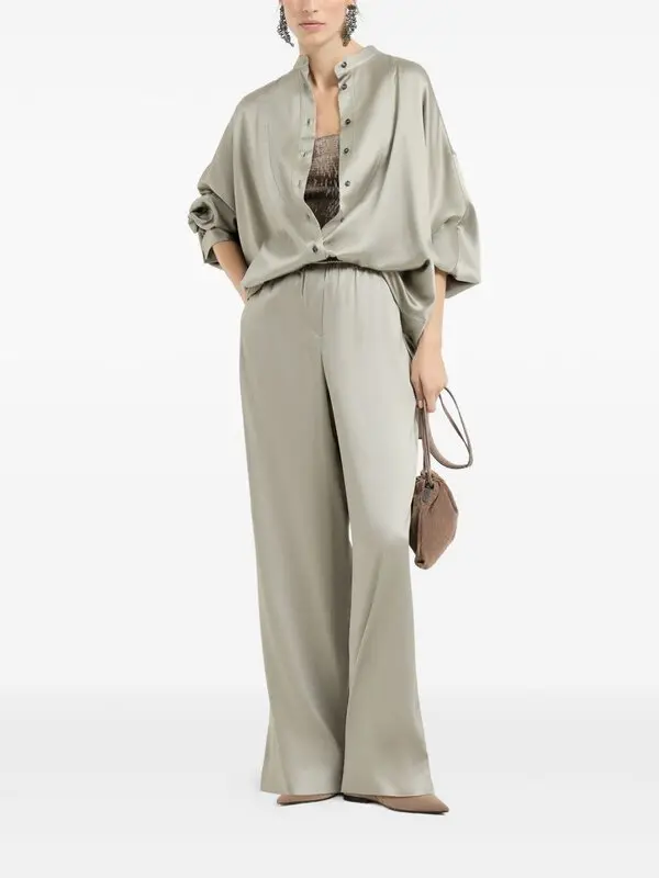 Brunello Cucinelli Silk Trousers - Green