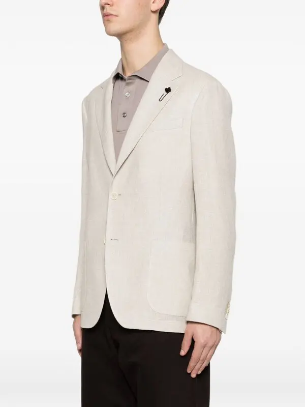 LARDINI Wool And Linen Blazer - Beige