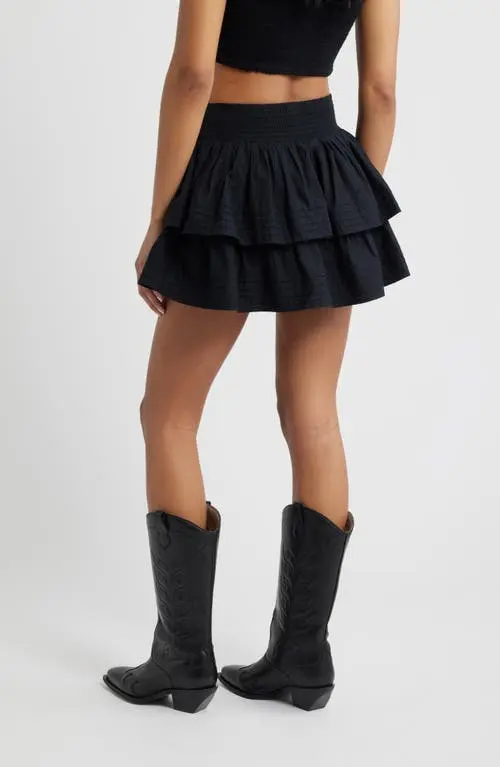 Bp. Tiered Ruffle Cotton Mini Skirt - Black