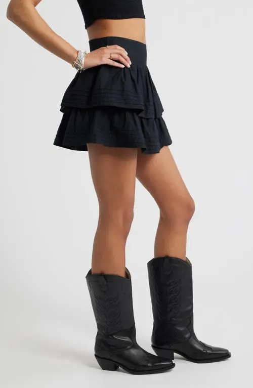 Bp. Tiered Ruffle Cotton Mini Skirt - Black