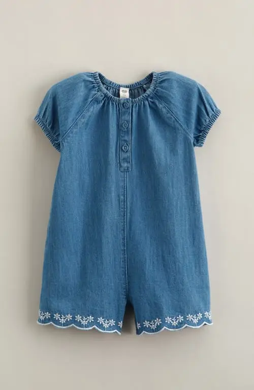Nordstrom Embroidered Chambray Romper - Mid Gem Wash