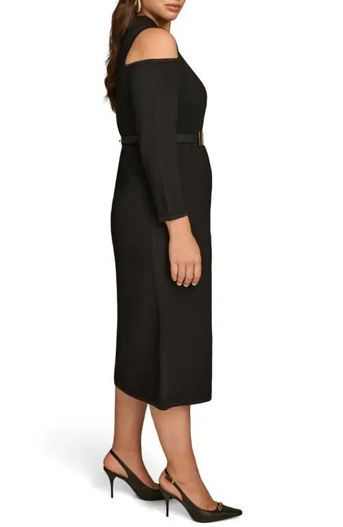 Donna Karan New York Belted Cold Shoulder Midi Dress