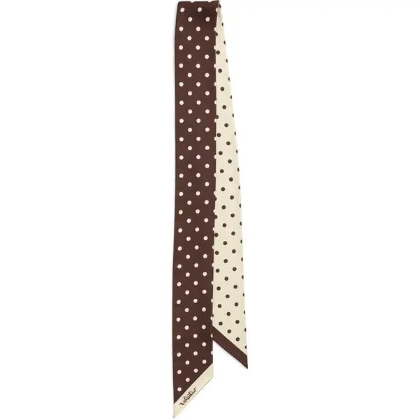 Valentino Garavani Polka Dot Reversible Silk Twill Skinny Scarf - Chocolate