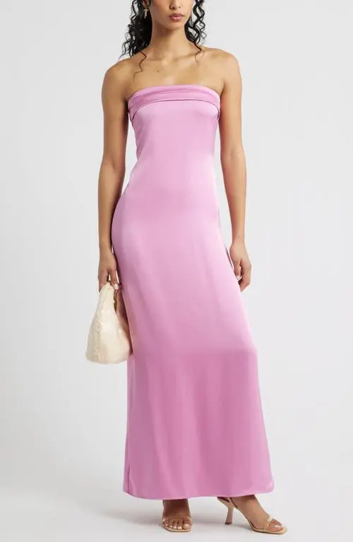 Bp. Strapless Satin Gown - Pink Moonlite