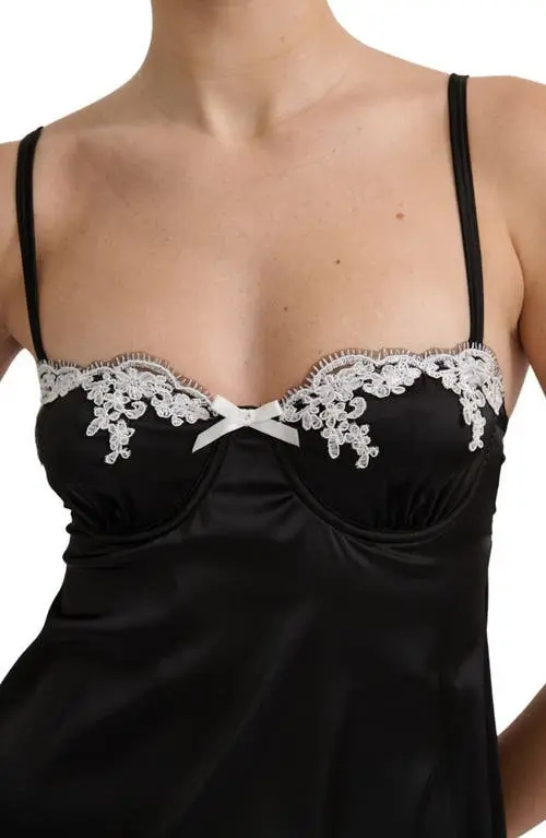KAT THE LABEL Jean Embroidered Underwire Satin Slip