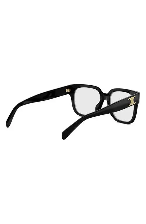Celine Triomphe 54mm Square Reading Glasses - Shiny Black