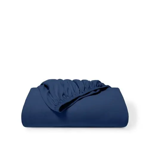 BARE HOME Organic Cotton Jersey Fitted Sheet - Dark Blue