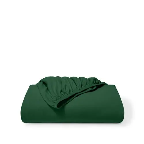 BARE HOME Organic Cotton Jersey Fitted Sheet - Forest Green