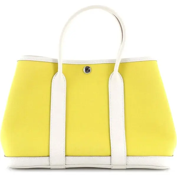 HERMES Garden Party 30 Tote Toile And Leather - Lime